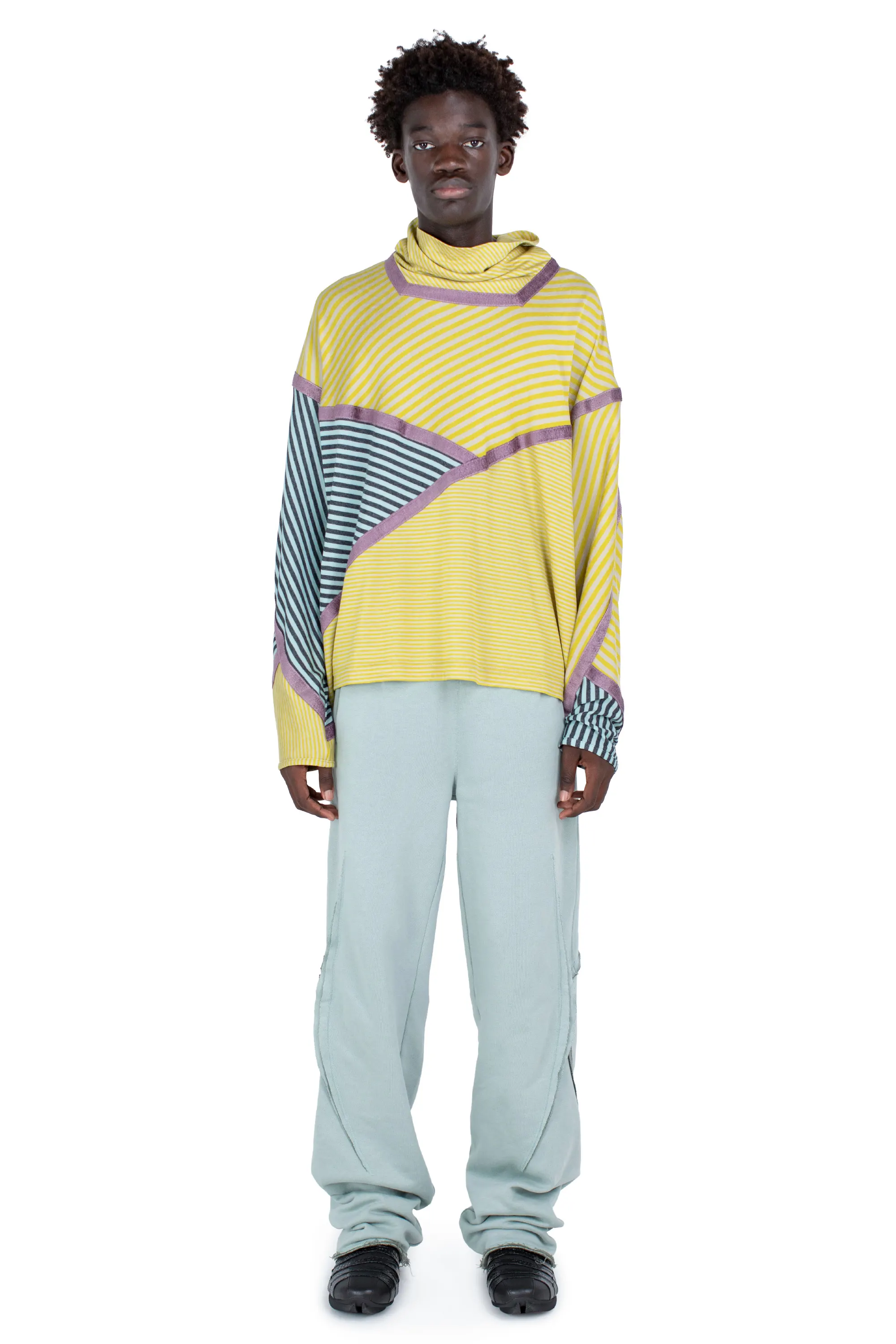 RADAY SHORT JERSEY TOP - LEMON & LIGHT GREY – KIKO KOSTADINOV